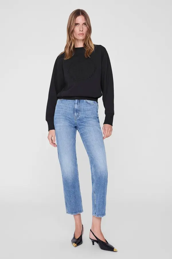 ANINE BING Harry Shrunken Signet Sweatshirt - Black