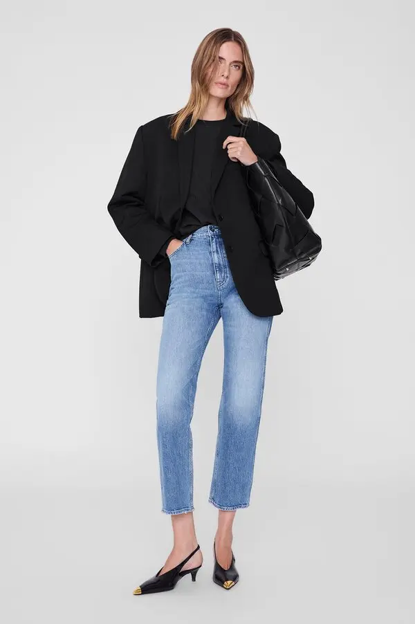 ANINE BING Harry Shrunken Signet Sweatshirt - Black