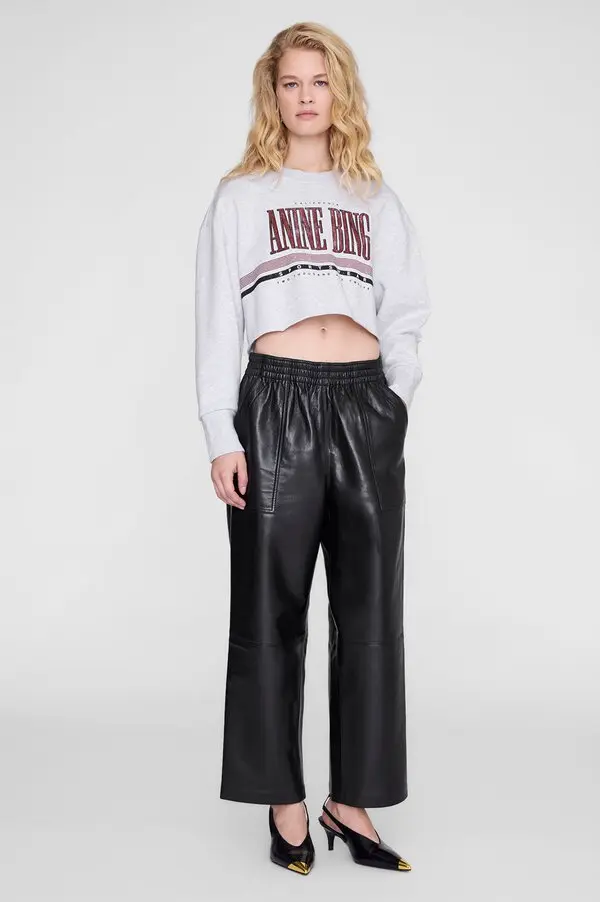 ANINE BING Sporty Cropped Sweatshirt - Heather Grey