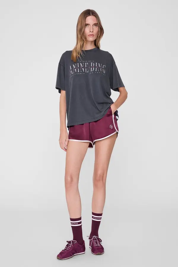 ANINE BING Cade Tee Sport Club - Washed Black
