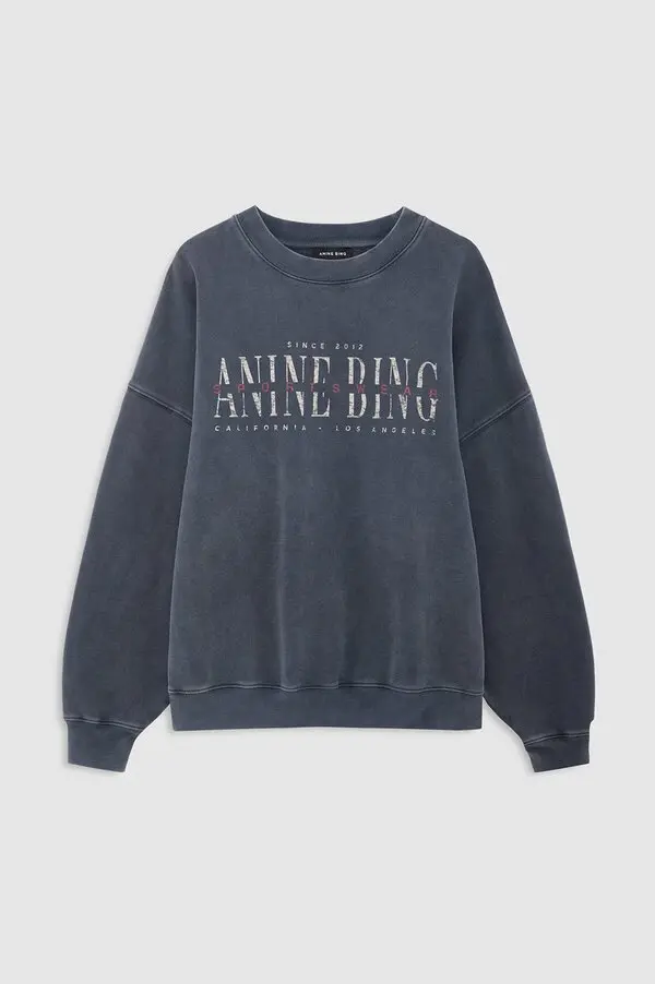 ANINE BING Miles Sweatshirt Sport Club - Washed Black