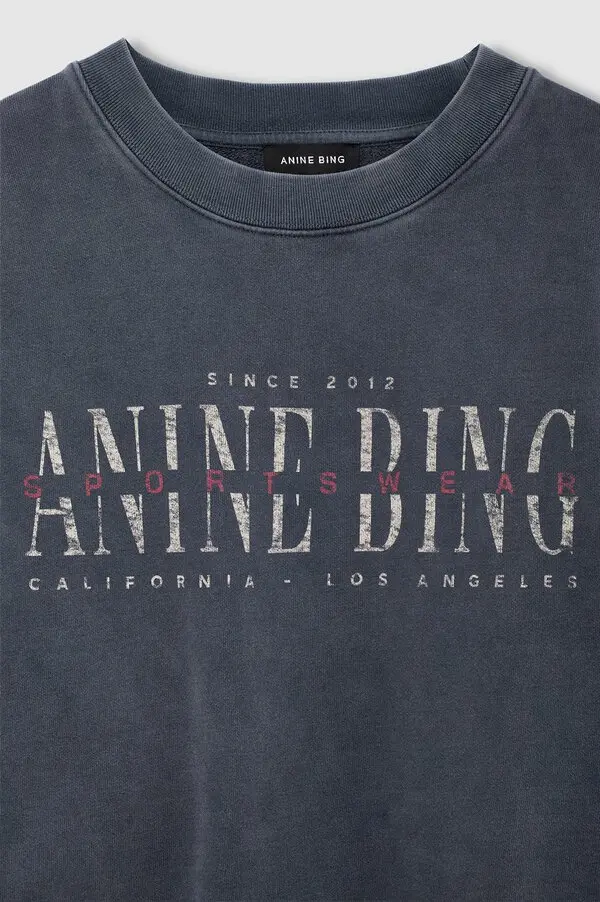 ANINE BING Miles Sweatshirt Sport Club - Washed Black