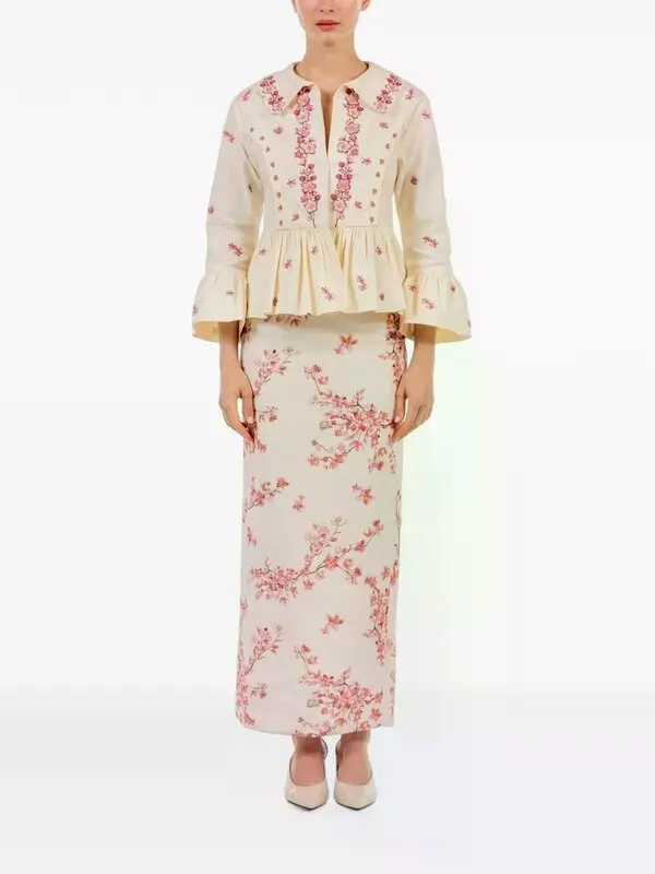 Agua Bendita Silene Cauca Embroidered Peplum Blazer