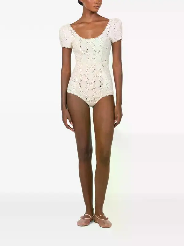 Agua Bendita Gaviota Playa Eyelet-embroidered Bodysuit