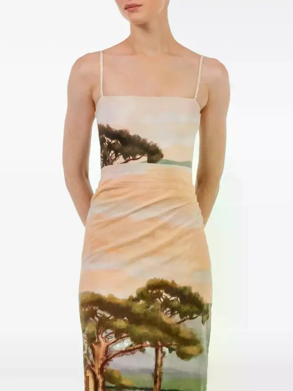 Agua Bendita Lavanda Paraiso Placement-print Pareo Skirt - Green