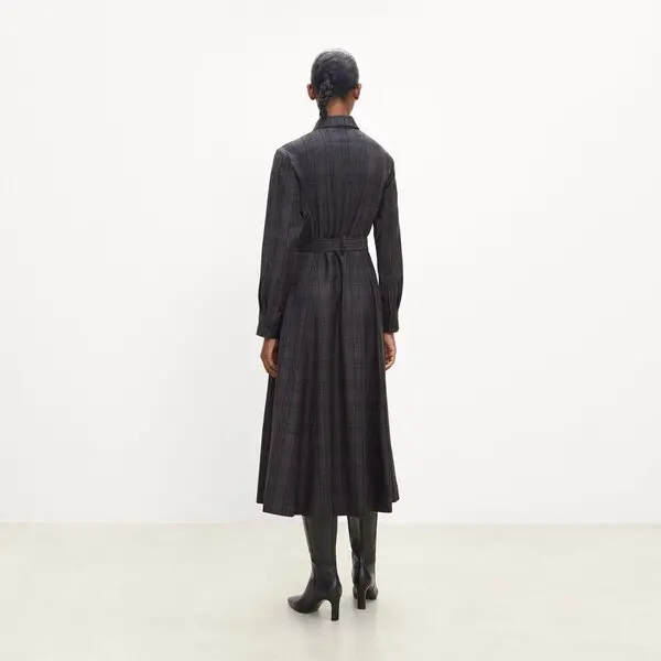 Theory Belted Long-sleeve Shirt Dress In Sleek Flannel