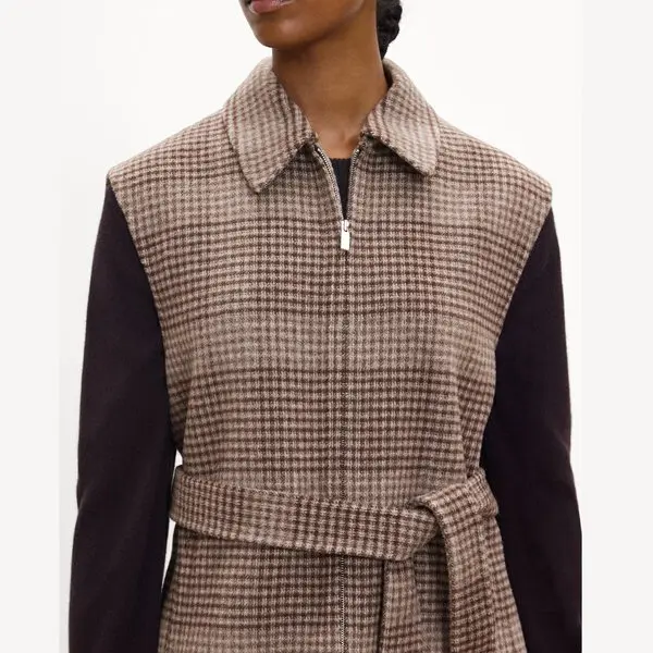 Theory Belted Vest In Plaid Wool-cashmere