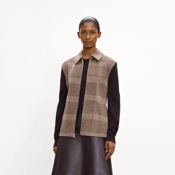 Theory Belted Vest In Plaid Wool-cashmere