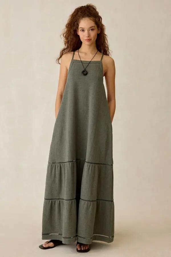 UGG Clarinda Open-back Tiered Maxi Dress - Grey