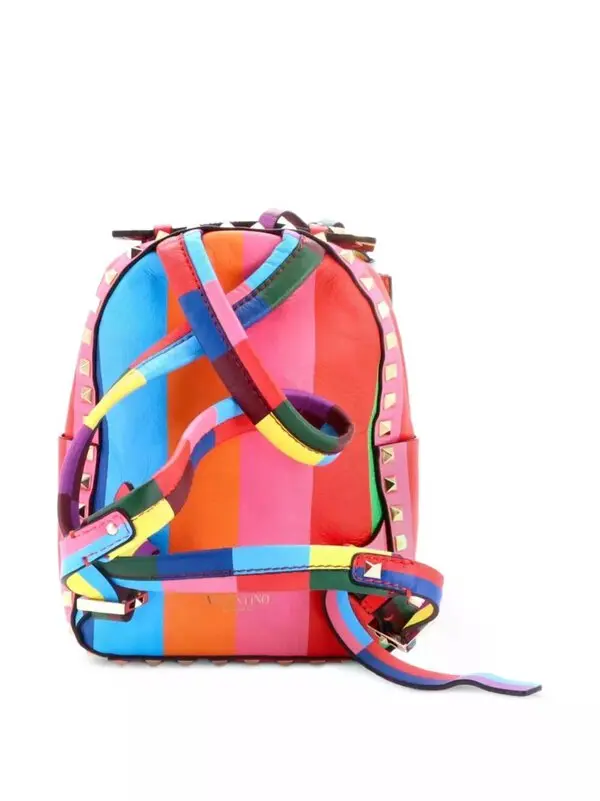 Valentino Garavani 1973 Rockstud Striped Leather Mini Backpack - Multicolour