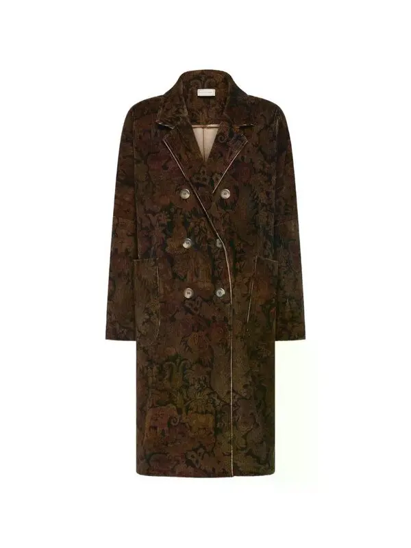 PIERRE-LOUIS MASCIA Griffintn Double-breasted Corduroy Coat - Brown
