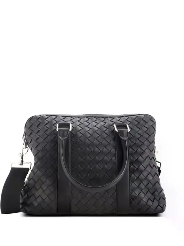 Bottega Veneta Convertible Zip Briefcase Intrecciato Nappa Medium Business Bag - Black