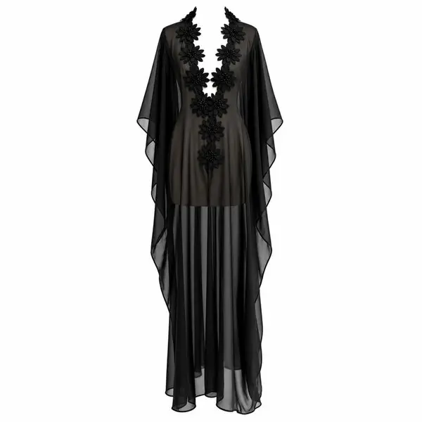 BELYED HANDCRAFT Naomie – Floral Embellished Chiffon Kaftan Belyed