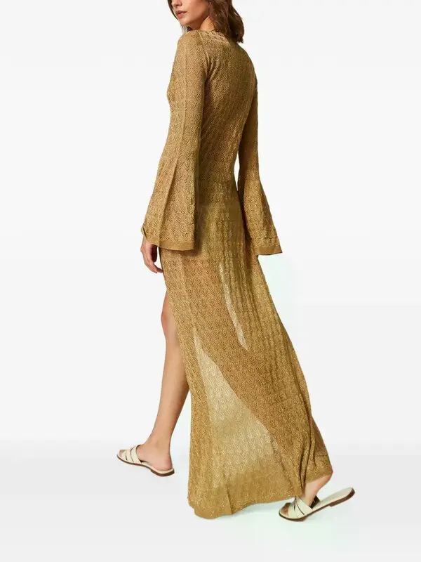 TWINSET Long Knit Cardigan With Flared Sleeves