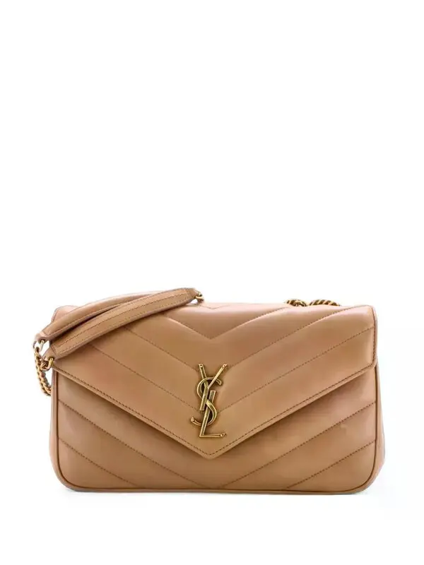 Saint Laurent Loulou Nm Matelasse Chevron Leather Medium Shoulder Bag - Neutrals