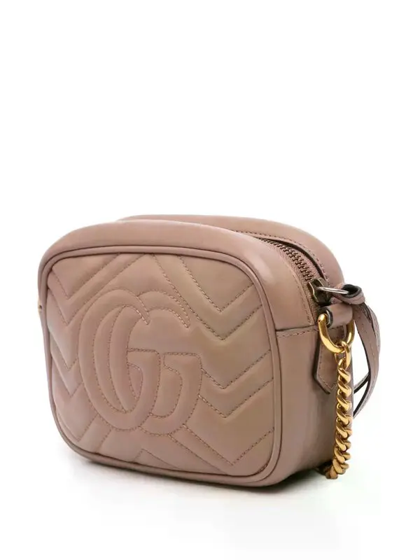 Gucci 2016-2026 Mini Gg Marmont Matelasse Calfskin Crossbody Bag - Brown