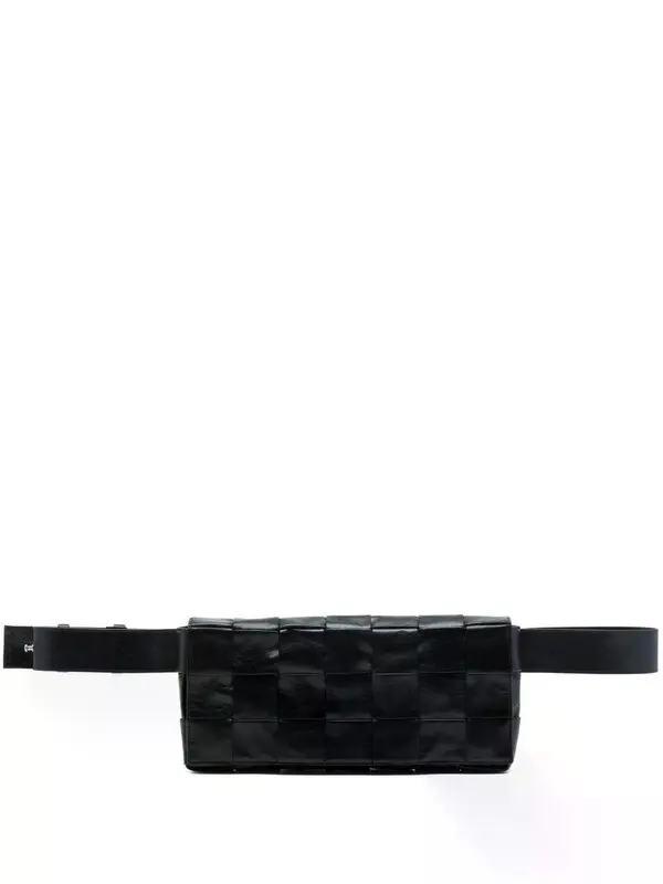 Bottega Veneta 2012-2026 Stretch Paper Calfskin Intrecciato Cassette Crossbody Bag - Black
