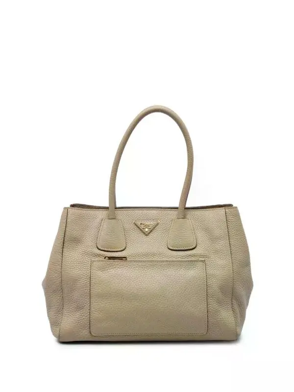 Prada 2010-2026 Vitello Daino Front Pocket Open Convertible Tote Satchel