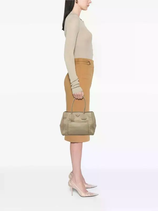 Prada 2010-2026 Vitello Daino Front Pocket Open Convertible Tote Satchel