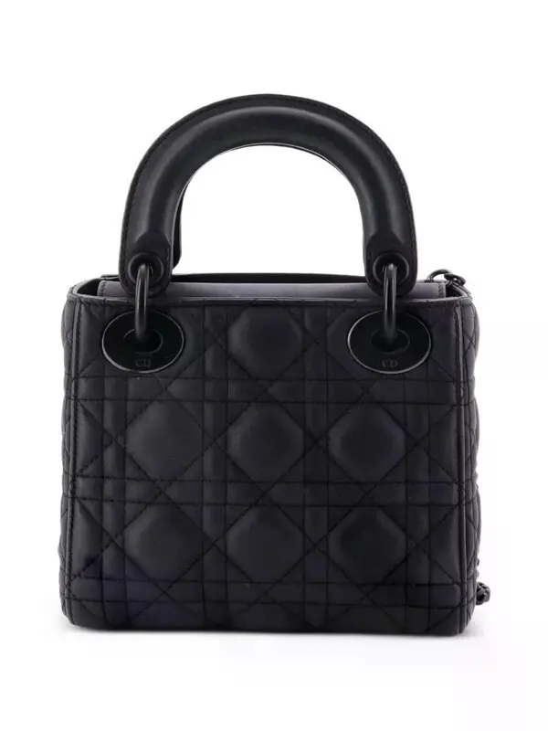 Dior Ultra Matte Lady Chain Bag Cannage Quilt Calfskin Mini Shoulder Bag - Black