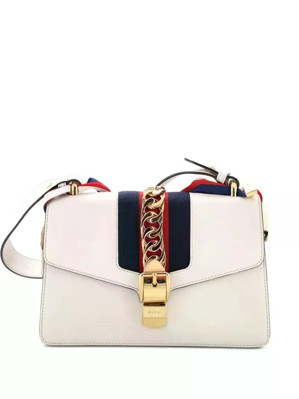 Gucci Sylvie Leather Small Shoulder Bag - White
