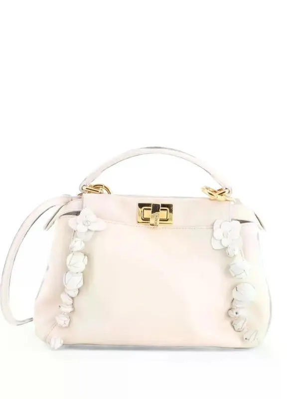 Fendi Rosebud Peekaboo Iconic Bag Leather With Applique Mini Satchel