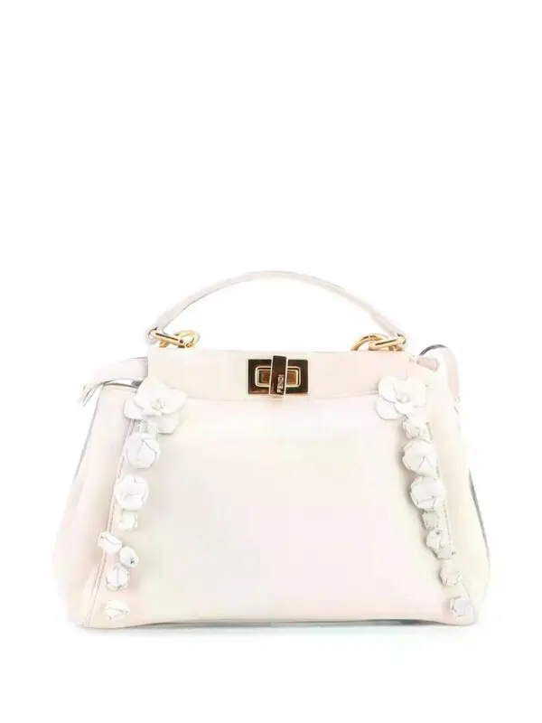 Fendi Rosebud Peekaboo Iconic Bag Leather With Applique Mini Satchel