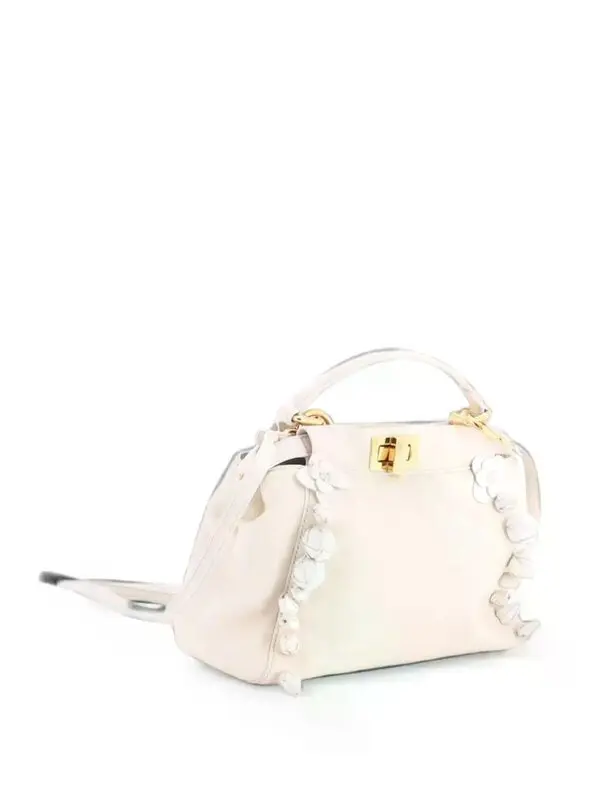 Fendi Rosebud Peekaboo Iconic Bag Leather With Applique Mini Satchel