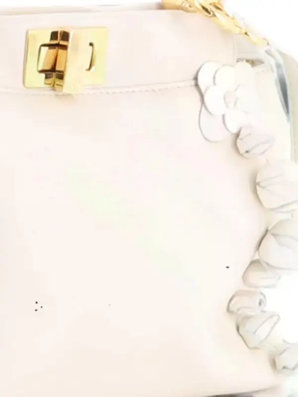 Fendi Rosebud Peekaboo Iconic Bag Leather With Applique Mini Satchel