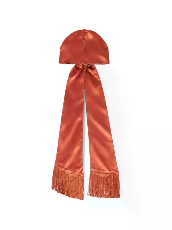 ROWEN ROSE Fringed Satin-finish Head Scarf