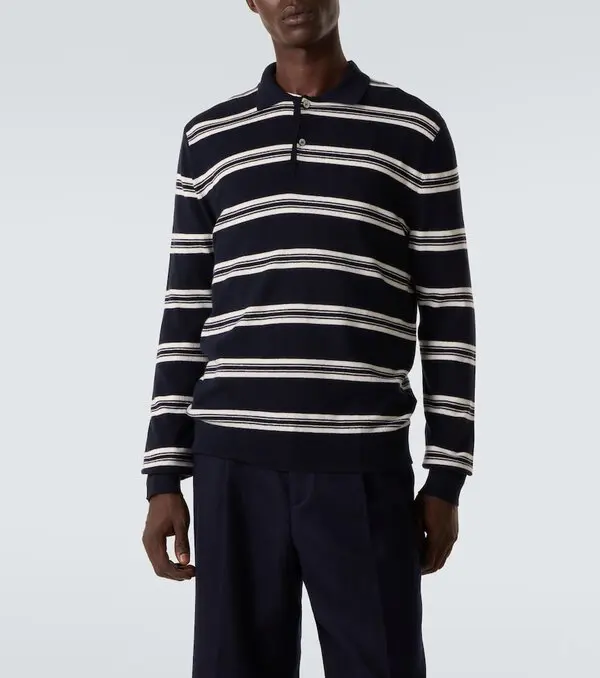 Arch4 Mr Swansea Striped Cashmere Polo Sweater