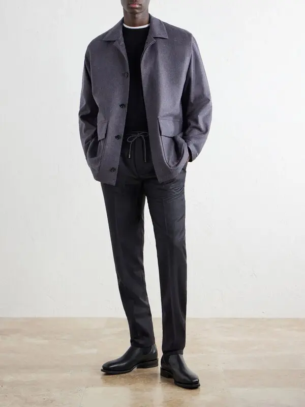 SLOWEAR Tapered Wool Drawstring Trousers