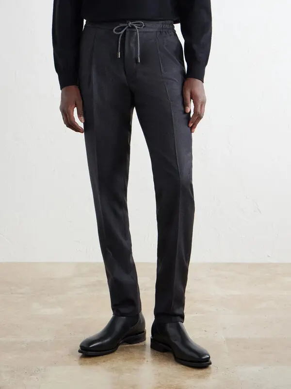 SLOWEAR Tapered Wool Drawstring Trousers