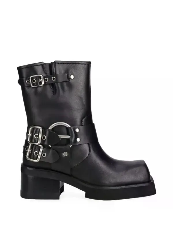 Jeffrey Campbell Stubborn Buckled Square-toe Boots