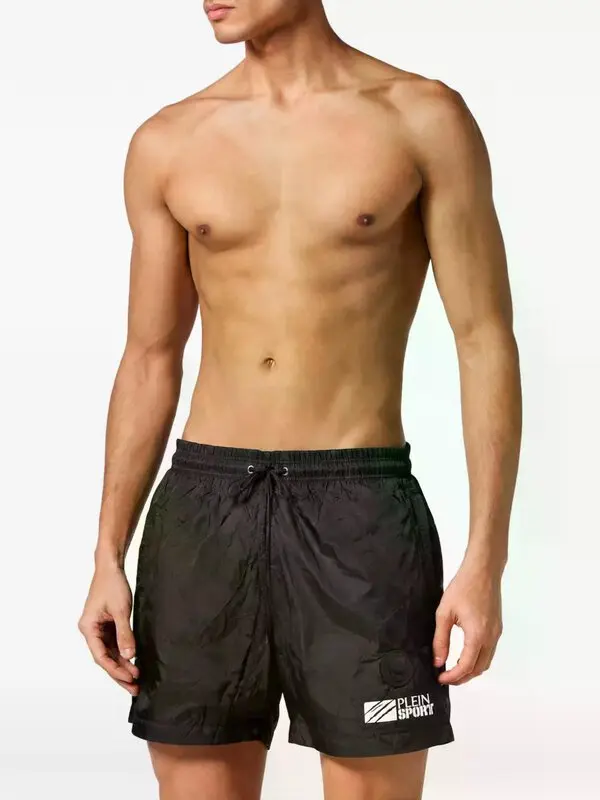 PLEIN SPORT Logo-patch Drawstring Swim Shorts