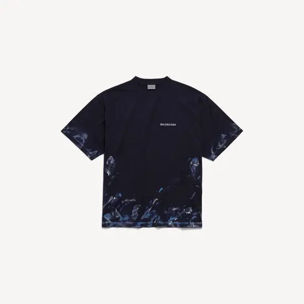Balenciaga Paint Splatter Medium Fit T-shirt - Blue