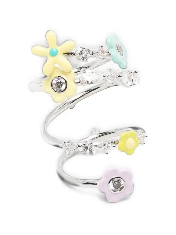 YVMIN Ring Flower Gemstone Spiral - Metallic