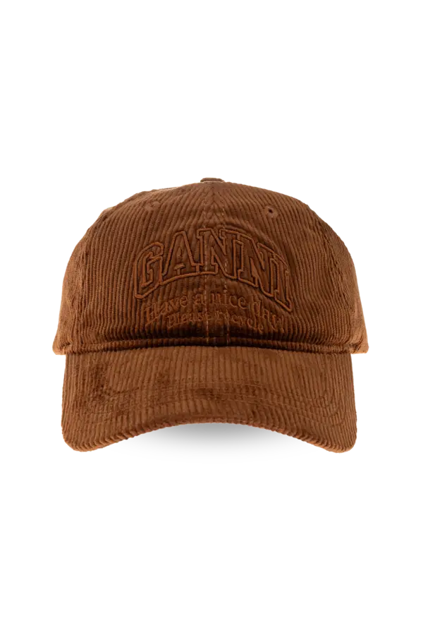 GANNI Corduroy Cap - Brown
