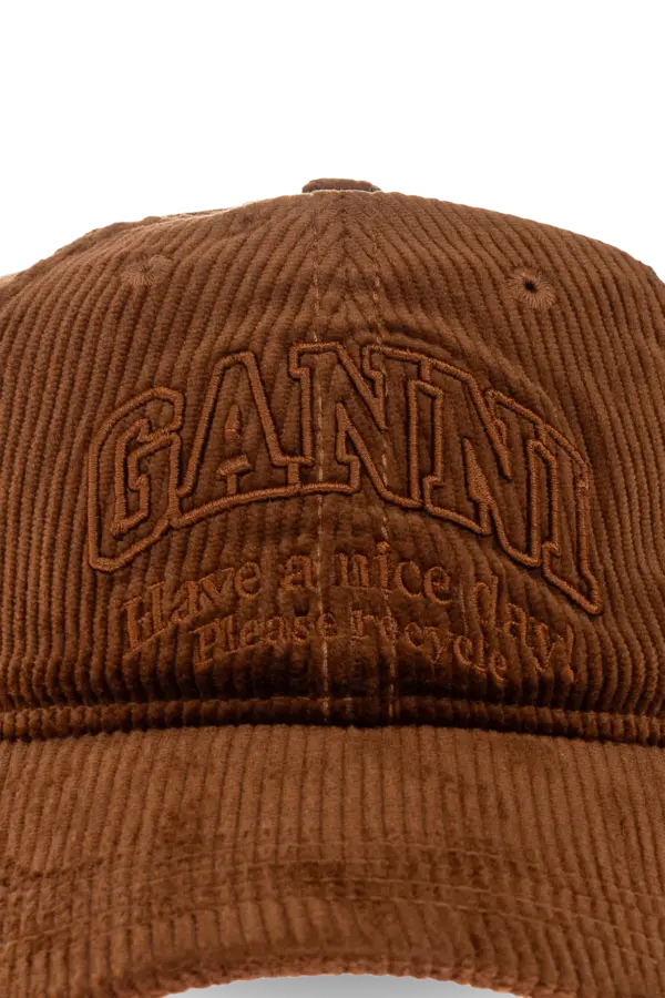 GANNI Corduroy Cap - Brown