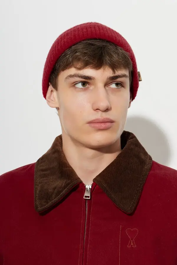 AMI Paris Wool Beanie With Sewn Logo