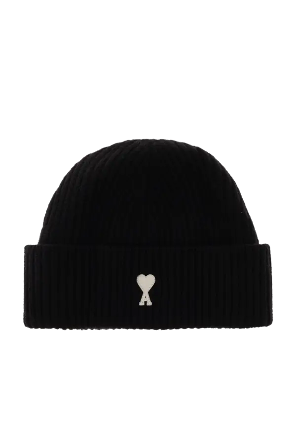 AMI Paris Wool Beanie With Sewn Logo