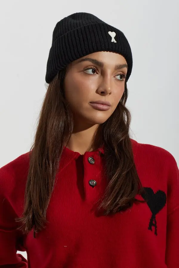 AMI Paris Wool Beanie With Sewn Logo