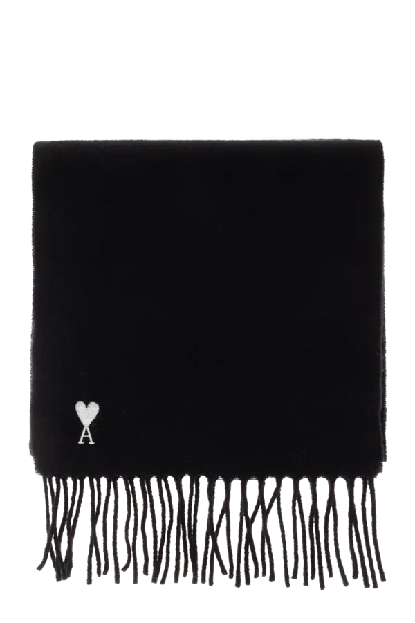 AMI Paris Wool Scarf With Logo
