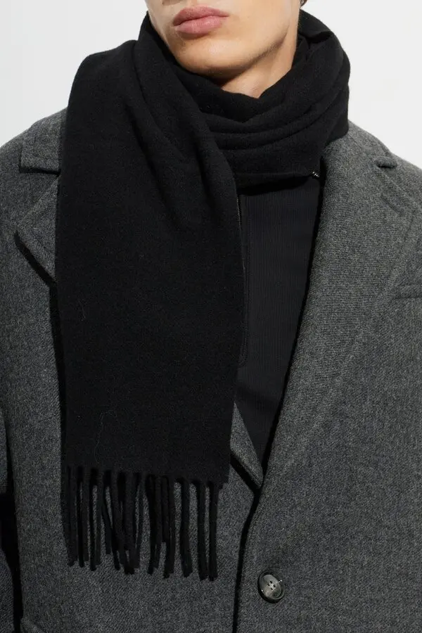 AMI Paris Wool Scarf With Logo
