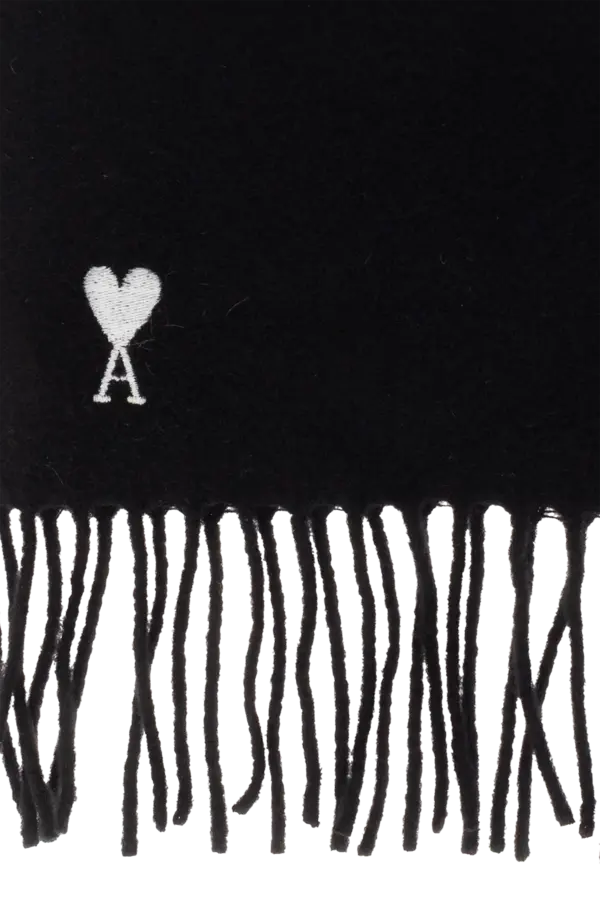 AMI Paris Wool Scarf With Logo