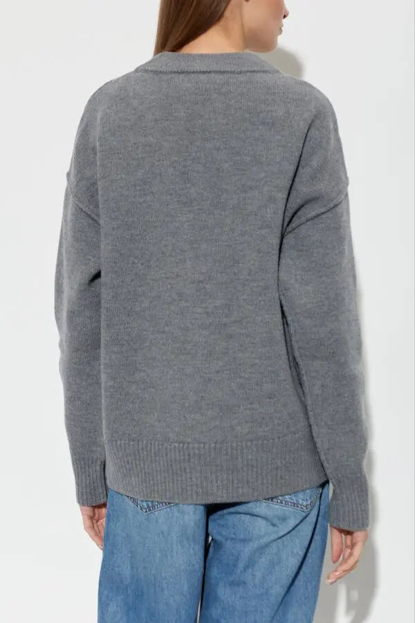 AMI Paris Wool Cardigan With Logo