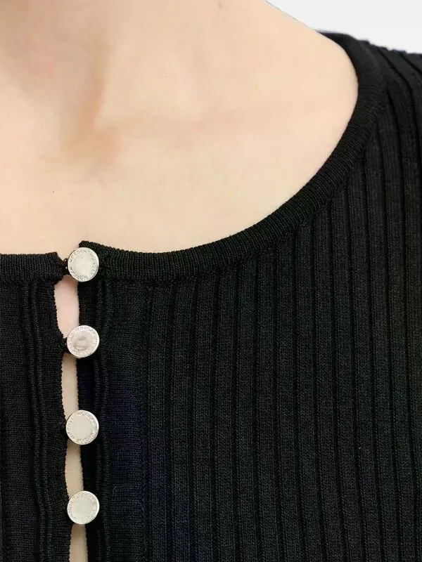 MORGAN Ribbed-knit Button-detail Mini Dress