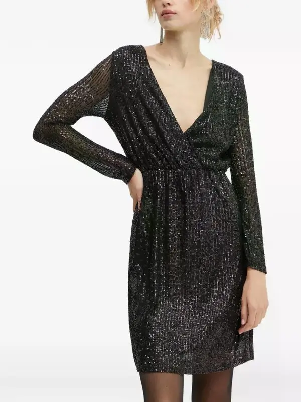 MORGAN Sequin-embellished Wrap Mini Dress