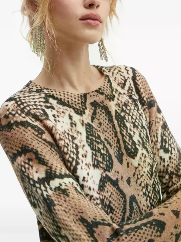 MORGAN Snake-print Long-sleeve Dress