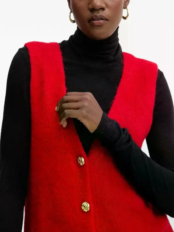 MORGAN Button V-neck Knit Vest